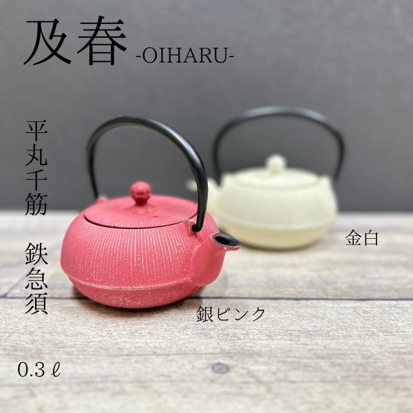 南部鉄器 鉄急須 平丸千筋 0.3L 金白 OH-445/銀ピンク OH-446 内面・蓋裏ホーロー加工 日本製 伝統工芸品 ギフト南部鉄器の本場・岩手県で伝統技法を受け継ぐ職人が丹念に仕上げた逸品です。「平丸型」の美しいフォルムは実用性と...