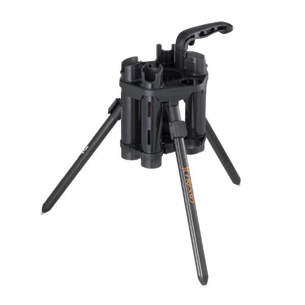 エリアトラウトの必需品、三脚タイプのロッドスタンド・標準でロッド4本、プレッソロッドスタンドαブースターキット(別売り)追加で最大6本まで拡張可能。・タックル同士の干渉を極力抑える円形放射状配置。・折りたたみ構造のため、コンパクトに収納がで...