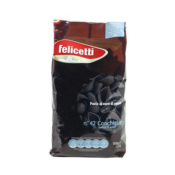 フェリチェッティ コンキリエ 500g ネロ ディセッピア｜高級 イカ墨 イカスミ標高1000ｍの地「ドロミテ」で作られる最高級のパスタです