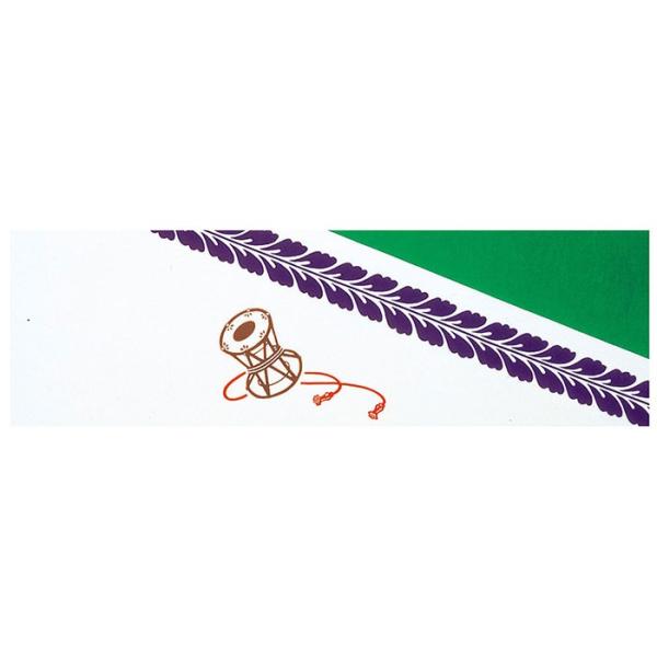 鼓と藤をあしらった綿踊り手拭いです。祭りや踊り手ぬぐいのほか、和風ハンカチやスカーフとして洋装にも粋にお使いいただけます。染料を晒し木綿に注いで染（し）み込ませる“注染（ちゅうせん）”と呼ばれる技法により手染めしましたので、染料が生地の裏側...