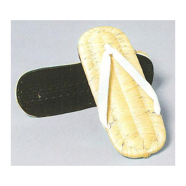 廃棄タイヤをソールに、手編みの藁（唐黍）を台に使った、エコなタイヤ底雪駄です。ちょっと武骨な感じが、祭り好きには根強い人気です。路面を歩くとペタペタと粋な？音がします。鼻緒は白の綿製です。男性用。硬く織り上げた藁表の素材感と、踵に入れたスポ...