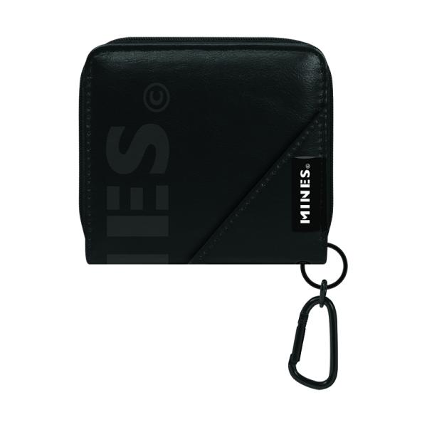 MINES ブラック クラックス(CRUX) カラビナ付2つ折り財布[FoldedWallet] 小銭入れ＆お札＆カードが入るサイフ (CR103533)  素材：合成皮革  サイズ：約H100×W110×D30mm 45504510353...