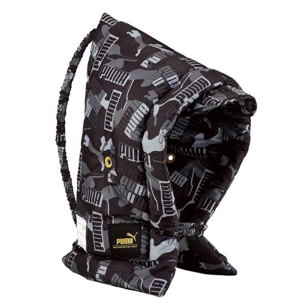 プーマ(PUMA） 防災ずきん(防災頭巾) (PM351BK)  材質：ポリエステル  特徴：難燃加工の生地・中綿を使用 危険物や衝撃から頭を守る厚い中綿入 前方からの危険を防ぐ折りたたみ式前ツバ付、聞こえやすい耳穴付 緊急時に必要な名前欄...