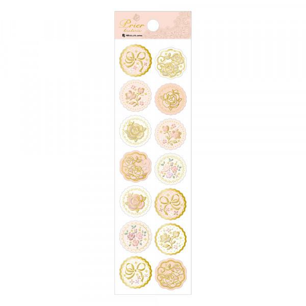 Prier（プリエ）+(ローズ) NB社（エヌビー社） シール(封緘シール/デコレーションシール) (NB4524104)  柔らかく光るパール紙と金箔押し加工が華やかな封緘シールです。  パール紙 エンボス加工 金箔押し加工  シール：縦...