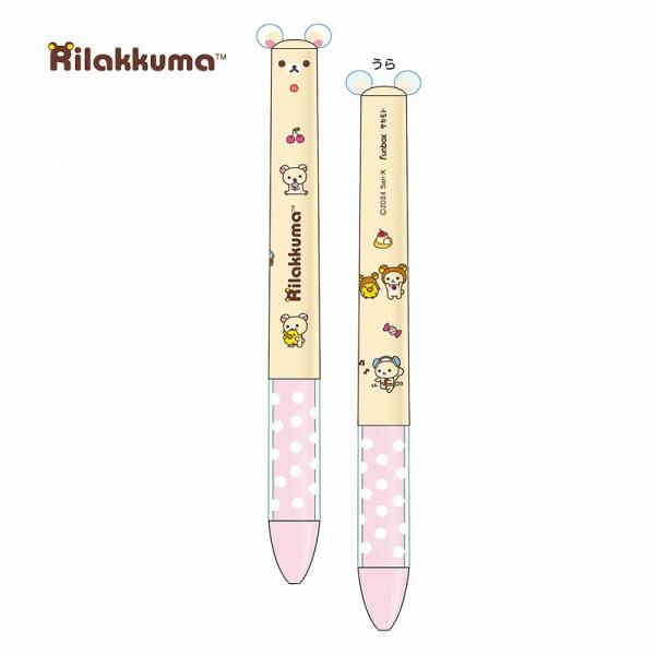 コリラックマ[Rirakkuma]FUNBOXmimiペン（耳型ノック式２色ボールペン）（FB-24601201）インク：赤・黒 材質：軸／PC、テーパー・中軸／PS、ノック／ABS  耳をノックする2色ボールペン  商品寸法：H135×径...