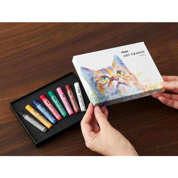 ART CRAYON[アートクレヨン8色セット]　 （ぺんてる）柴崎春通先生監修 「混色」「重ね塗り」が出来、油絵みたいに描ける「大人のお絵描きくれよん」 (PTAC-8)  ART CRAYON アートクレヨン もう一度、描きたくなるクレ...