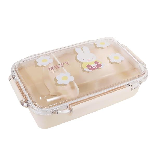 DickBruna（ディックブルーナ）Miffy（ミッフィー） FRUITS柄（クツワ） 密封4点留め一段弁当箱 (MF897)  ミッフィーのランチアイテムに新柄が登場！ 立体感のあるミッフィーと花のかわいいデザイン。  フタを外して電子...