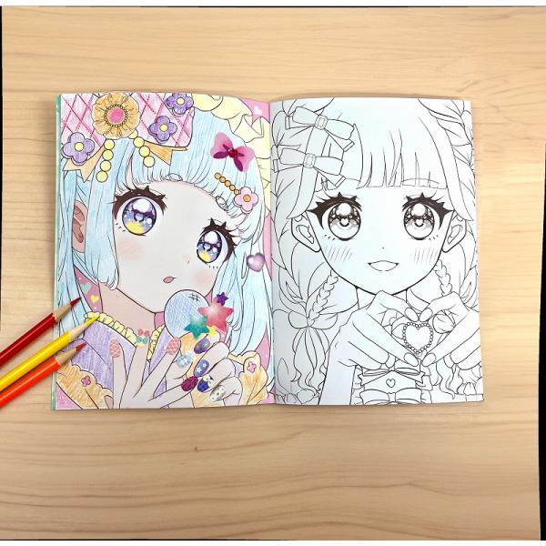 メイクアップぬりえブックシール付アイドル ハピラ(Hapila)（子供のためのみら育） ネイル＆アクセシール付塗り絵帳（A5） (KIDS36)  アイドルのイラストにメイクやシールを貼って楽しむフルカラーページ付きぬりえブック  サイズ（...