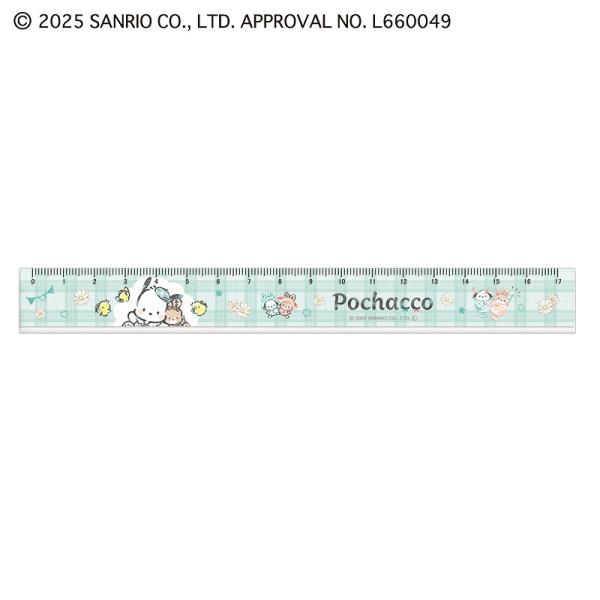 ポチャッコ[SanrioPOCHACCO ]サンリオ チェックルック（カミオジャパン） スリム17ｃｍ定規(直定規) (kmj-306873)  素材：AS  B5ノートの端まで届く  本体サイズ：H21×W180×D2mm 販売サイズ：H...