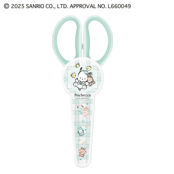 ポチャッコ[SanrioPOCHACCO ]サンリオ チェックルック（カミオジャパン） キャップ付はさみ(ハサミ・鋏) (kmj-306877)  素材：ABS・ステンレス  安全な丸い刃先 軽い力でも切りやすいカーブ刃 手が痛くなりにくい...