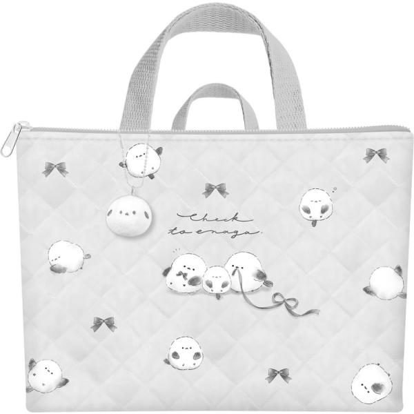 チェックとエナガ （Q-Lia）クーリア 学校レッスンバッグ(手提げかばん/スクールバッグ) (QL-03075）  キルティングタイプ  素材：ポリエステル  乾きやすい 内側にネームラベル  NEW１．床につきにくい！短めの持ち手つき ...