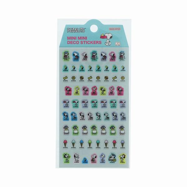 スヌーピー(グリーン） PEANUTS Snoopy&amp;Siblings （サンスター文具） ミニミニデコシール（プチサイズぷっくりシール） (S8818339)  紙袋を被った姿のオラフが初登場！！コミックテイストの『グリーン柄』 ...