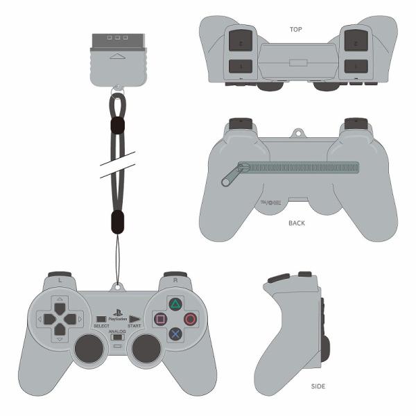 PlayStation DUALSHOCK （グレー）FUNBOXおもしろ文具（パロディ文具） シリコーンポーチ（ストラップ&amp;チャーム付きシリコン製小物入れ） (FB-77201601)  仕様特徴：ストラップ・アクリルチャーム付き...