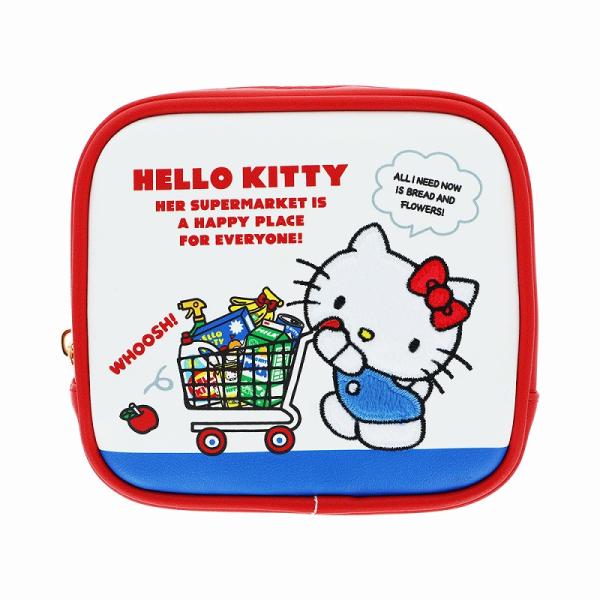ハローキティ[HelloKitty]サンリオ(ホワイト) サンスター文具 スクエアポーチ（ふわふわアップリケ付き） (S2339897)  【材質】ポリエステル  合皮生地にふわふわアップリケがついたスクエアポーチです！  【本体サイズ】約...