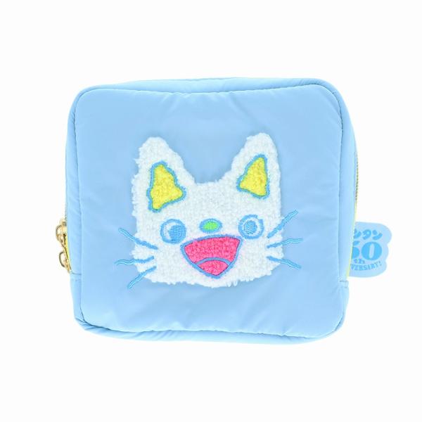 ノンタン第4弾（LB） 50周年記念（サンスター文具） サガラ刺繍スクエアポーチ (S8820627)  【材質】ポリエステル  ふわふわモコモコのサガラ刺繍がかわいい！  蛍光色の刺繍糸を使用しています  【本体サイズ】W130×H120...