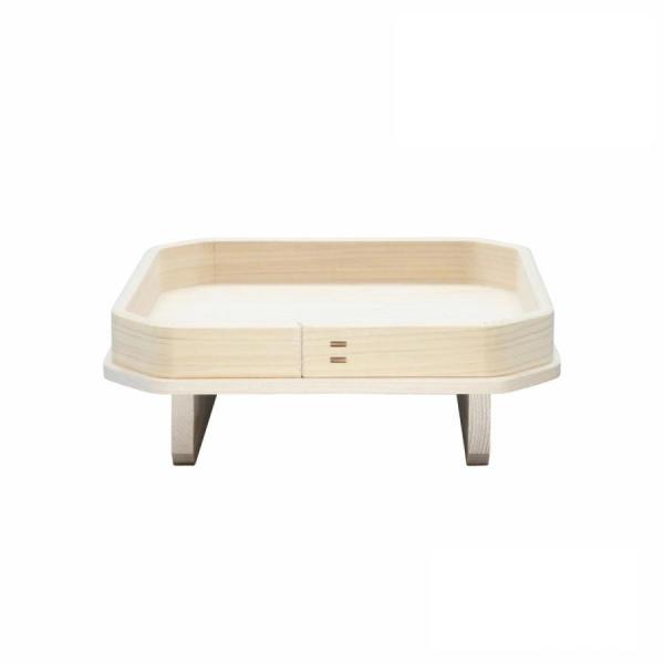 神棚には毎朝洗米か、ご飯、水、塩を供えます、また毎月１日と１５日、そして正月やお祭りなどの特別な時には、神酒や餅、野菜、魚類、等の神饌、初穂などを供えます。榊は枯れないうちに取り替えます。尚、両側の三宝は中央の二枚足三宝よりもひと回り小さい...