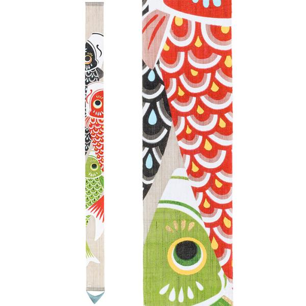 空間を華やかに彩り、和のモダンインテリアを演出する手染め麻細タペ。端午の節句を祝う華やかな細タペ。寄り添いながら空を泳ぐ親子鯉の姿を、大胆な構図で力強く表現しました。親子の絆や子どもの健やかな成長を願う思いを込めて、色鮮やかに染め上げていま...