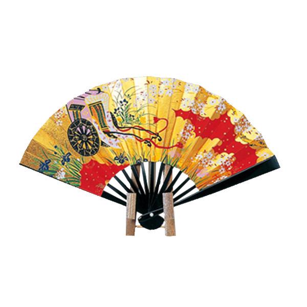 伏見上野旭昇堂 uen-709 金地飾り扇子「金箔地黒骨 御所車」5寸13間 約15cm メーカー取寄せ品 扇子 浮世絵 和風 日本画 上品 プレゼント ギフトなど@【伏見上野旭昇堂 扇子「金箔地黒骨 御所車」】サイズもさまざまな、豪華絢爛...