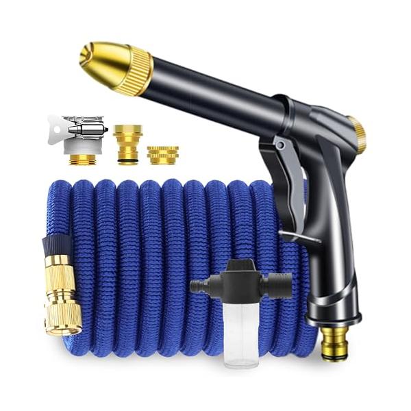 * 仕様 ノズルサイズ：19*18cm。素材：合金、ラテックス、ポリエステル。セット内容：ノズル本体x1、接続口セットx1、ホースx1、洗剤タンクx1、水漏れ防止シールテープx1、蛇口滑り止め紐x1。* 合金素材  合金素材が採用しており、...