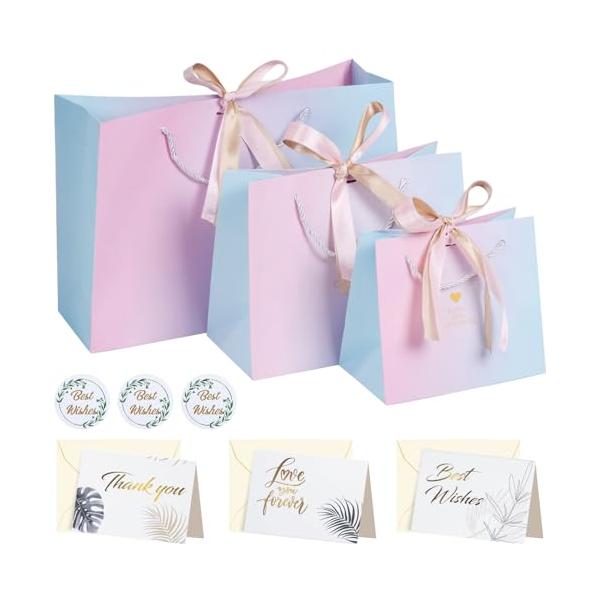 ラッピング 袋 手提げ-セット内容 S、M、L、18cm -25cm -36cm  メッセージカード3枚、カードカバー 3枚、シール3枚付き というサイズ展開があり、ご希望のサイズが見つけやすいです。ちょうど良い大きさで、大切な方への贈り物...