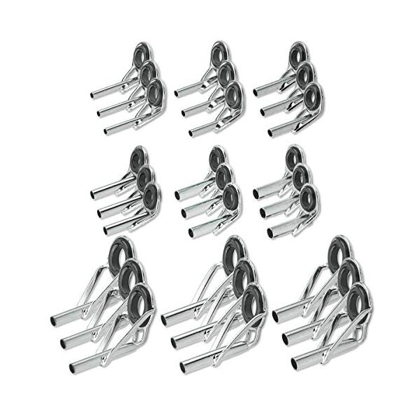 商品内容：穂先修理用トップガイド パイプ内径0.9**2.4*、リング内径2.8*と5.0*、合計27点セット 素材　フレーム：304Lステンレス　リング：セラミック寸法の詳細について3枚目の画像をご確認ください。異なる9サイズ揃ったトップ...