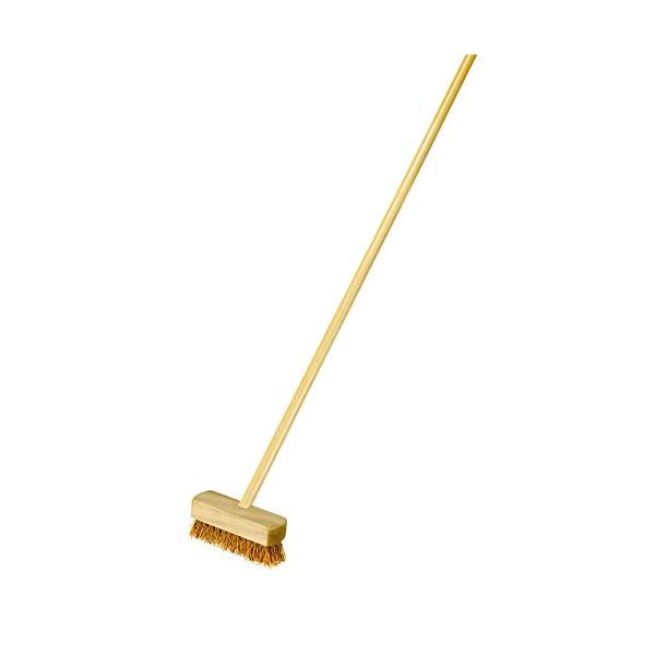 サイズ:全長128*巾18cm重量:380g材質:毛/かるかや、柄/木産業・研究開発用品/衛生・清掃用品/業務用清掃用具/業務用デッキブラシ