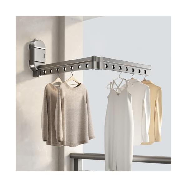 室内物干し 折畳み 吸盤式 洗濯物干し 室内 アルミニウム 部屋干し ラック 防水防錆 旅行 折りたたみハンガー 壁掛け 物干し 室内 グレー 洗濯ラック CICUFYホーム＆キッチン/洗濯用品/物干しハンガー・物干しラック