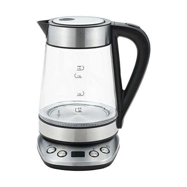 サイズ(約):22.2*19.7*26cm、重量(約):1.3kg容量:1.7L素材・材質:耐熱ガラス・ポリプロピレン・ステンレス鋼 (SUS430)消費電力:AC100V-1000W、コードの長さ:約1.1ｍサーモスタット:蒸気感知式・温...