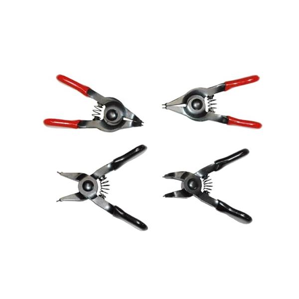 先端チップ径1mmのミニスナップリングプライヤーセット。穴用・軸用それぞれストレートと曲りタイプの入った4本組。全長は66mmから77mm狭い箇所での作業に向いています。色:?レッドDIY・工具・ガーデン:作業工具:駆動工具:プライヤー:ス...