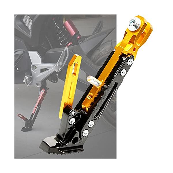 *鮮やかなカラーリングが目を惹く、バイク、オートバイ、モーターサイクル用のサイドスタンド、メンテナンススタンド、キックスタンド、交換する事でスタイリッシュなセンスが光ります*高品質アルミニウム合金製、錆に強く軽量かつ耐久性が有ります、耐荷重...