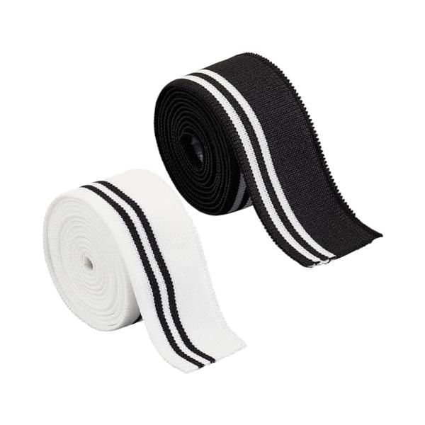 [サイズ］： 幅約30mm、厚さ1.5mm、長1.1m/ロール、2ロール/色、4ロール。クラシックな黒と白の配色で、実用性があり、ほとんどの生地に簡単に合わせます。[プレミアム素材］：リブニット生地は95%弾力性ポリエステル、5%スパンデッ...