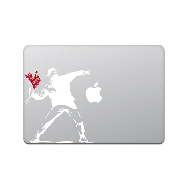 カインドストア MacBook Air / Pro 11 / 13インチ マックブック ステッカー シール モロトフ ガイ バンクシー フラワー ホワイト M597-WMacBook アートステッカー シール / The Molotov G...