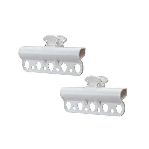 特長1：風によるハンガーの横滑りやズレを抑える特長2：簡単に取り付けられるクリップ式特長3：ハンガー5本をコンパクトに掛けられる特長4：直径2.5**3.2*の物干し竿に対応特長5：シーツ等の布物をはさんで物干し竿に干すことができるホーム＆...