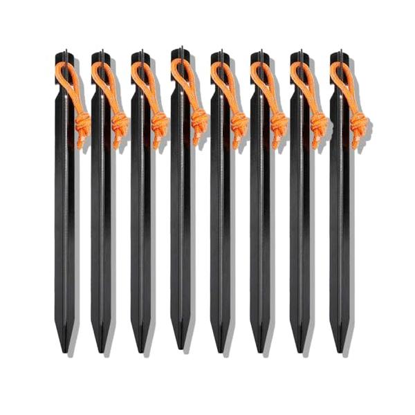 * 製品仕様  ペグの材質：チタン合金?サイズ： 18cm 長さ x2cm 幅 ?重量：約15g/本?  セット内容  18cmペグ8本セット。18cmペグは軽量で持ち運びに便利でサブとしても。* 打ち込みやすい  キャンプ ペグの先端は鋭...