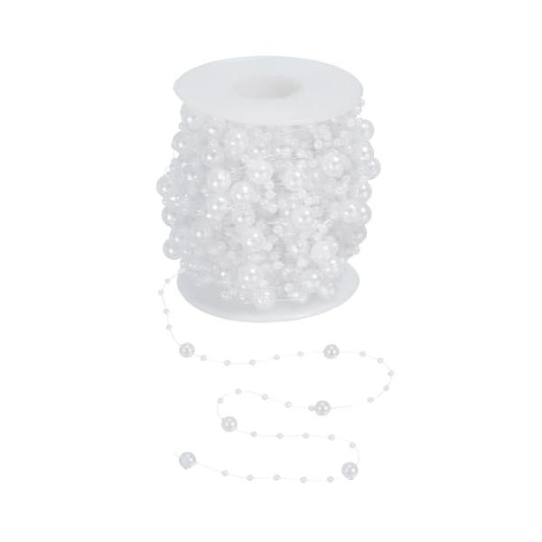 カラー: ホワイト; ビーズ直径:3 mm, 7.6 mm; 各ロール長さ：15.24 M; パッケージリスト:1ロール x ビーズガーランド利点: このパールストリングはプラスチックで作られており、滑らかな表面と輝く光沢を持ち、色あせや剥...