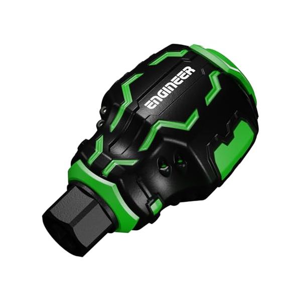 狭い場所でもパワフルに作業できるスタビーグリップ。極短ビット装着時全長63.5mmで、狭い場所での作業に便利なコンパクトボディ。従来のボールグリップよりも力を込めやすいフラットグリップ。対辺13mmの六角ボルスターを搭載しており、レンチなど...