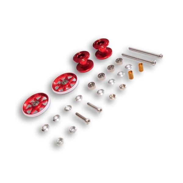 ミニ四駆用ベアリングローラーと2段アルミローラーのセットです。 車体のドレスアップのみならず、高速コーナリングを可能にする軽量で高性能なベアリングを搭載したローラーです。 車体スピード、コースの状況に応じて、2種類のローラからお選びいただけ...