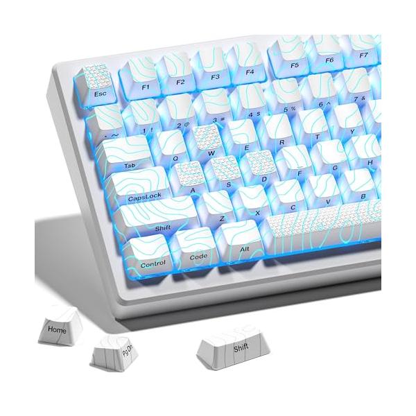 透光性のデザイン：IMD 技術を採用したこのキーキャップは、キーボードのバックライトを通して文字をはっきりと表示することができ、暗い環境でもキーの機能を簡単に確認できます。カスタム対応：60、75、100 パーセントなど、さまざまなキーボー...