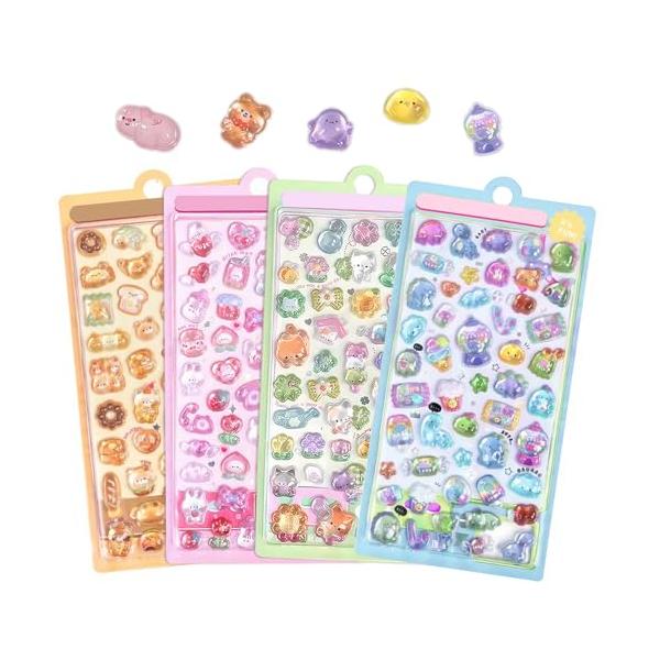 商品説明 かわいいぷくぷくシール4枚セット。サイズ：196*95mm。材質：PVC、プラスチック。モチーフ：いちご、ねこ、食べ物、月、パン、熊、おにぎり、恐竜、魚、おばけ、うさぎ、パンダなど。ワンセットでシールの多彩な楽しみ方ができます か...