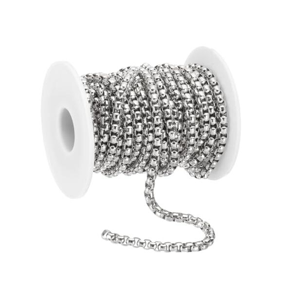 仕様：素材：鉄；カラー：シルバートーン；各ロールチェーン 長さ：5m/16.4ft；チェーン幅：5mm/0.2インチ；チェーンリング直径：3 mm/0.12インチ；パッキングリスト：ボックスチェーンロール1ロール こ チェーンは耐久性 ある...