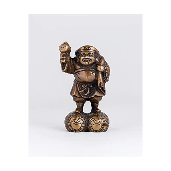 吉兆七福神 大黒天 銅製/上味色 仏師：旭峰 原型＿仏像 置物 七福神 高岡銅器 (だいこくてん7Fjomi)ホーム＆キッチン/仏具・神具/仏像