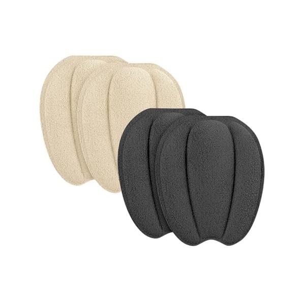ベージュx2、黒x2の計４枚。サイズ：横幅約6.2cm*縦幅約7.5cm*厚さ約0.6cm。男女兼用のフリーサイズの足の甲 パッドや靴擦れ防止パッドで。背面の粘着シートをシュータン内側に貼り付けるだけでご使用できます。ビジネスシューズやカジ...