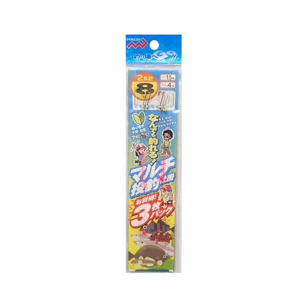 商品名:マルチ投釣仕掛3枚パック 2本針針:8号ハリス:1.5号幹糸:4号2本針仕掛*2セットスポーツ＆アウトドア/釣り/仕掛け/完成仕掛け