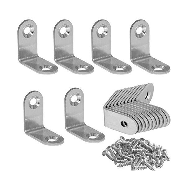 材質 ：ステンレス製 20PCS  サイズ ：20*20*16mm 厚さ2mm ネジの長さ：1.5cm  色 ：シルバー 優点 ：L字型90度直角デザイン、頑丈な、防錆および長期耐久性の広いアプリケーション。 用途 ：直角ブラケットは幅広い...