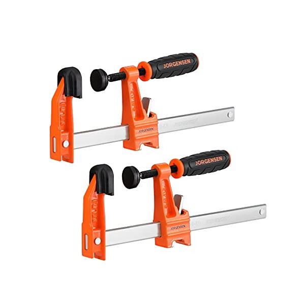 内容 木工作業用固定工具、Fタイプ型クランプです。 仕様 本体サイズ：95*245mm。開口部最大約150mm。重量：390ｇ。最大締付力：約136kg(300LBS)。 樹脂キャップ 接触部分には、樹脂のキャップが付いているので、木材など...