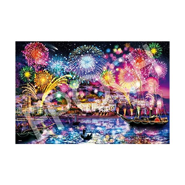 アマルフィの夜をファンタジックに描いた美しい作品。華やかな花火が印象的。完成後に飾れば、お部屋を鮮やかに彩ります。海をテーマにした作品のシリーズおもちゃ:パズル:ジグソーパズル