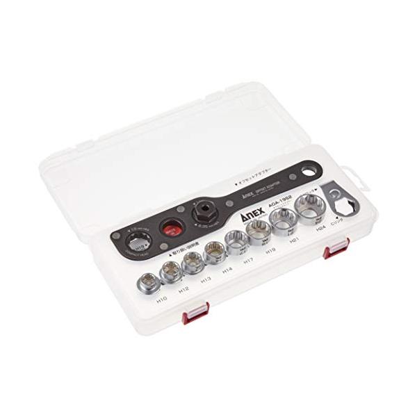 セット内容:オフセットアダプター本体(H19mm対応)、ソケット/H10・H12・H13・H14・H17・H19・H21・H21mm、ギヤロック、Cリング*2、収納ケースサイズ:ケース/270*130*45mmヘッド幅:オフセットアダプター...