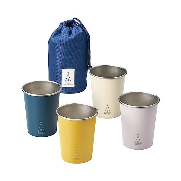 サイズ：約φ7.3*h8.7cm／約250ml重量：約50ｇ カップ1個あたり 材質：ステンレス鋼生産国：中国セット内容：4色各1個の4個セット　収納ポーチ付スポーツ&amp;アウトドア/アウトドア/バーベキュー・クッキング用品/食器・カト...