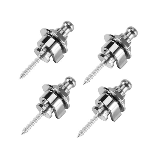 4個セットギターストラップロック 材質: ステンレス鋼 カラー : シルバー 全長 : 48mmスリップ防止機能、丸頭ストラップロック。ストラップとスナップロック位置にしっかり。ギターピンとストラップの脱落を防ぎ大切な楽器の落下事故を防止す...