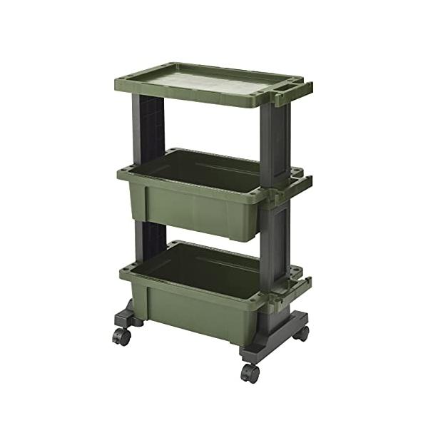 製造国:日本商品サイズ(約):W49*D29.5*H75.5cmボックス内寸(約):W34.5*D22.4*H12.3cm商品重量:4kg、耐荷重(1段):10kg材質:天板・本体・支柱・脚/ポリプロピレン、キャスター/ナイロン・スチール、...